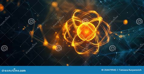 Atomic Structure Visualization With Glowing Nucleus And Orbiting Electrons Representing