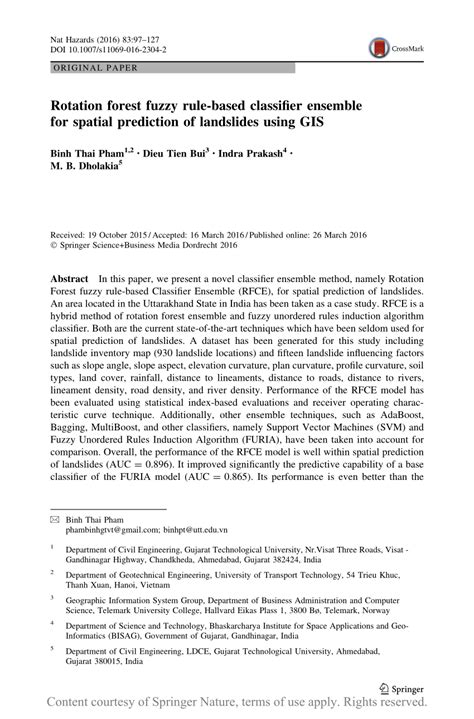 Rotation Forest Fuzzy Rule Based Classifier Ensemble For Spatial