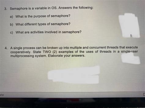 solved 3 semaphore is a variable in os answers the