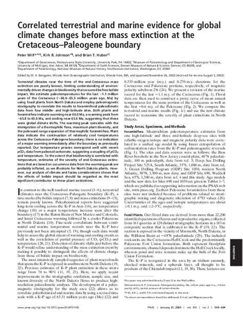Pdf Correlated Terrestrial And Marine Evidence For Global Climate
