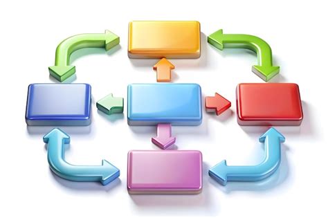 3d Glossy Workflow Diagram With Arrows And Processes Concept Smooth