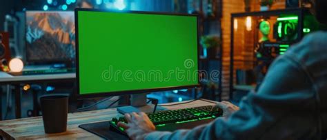 Computer Screen Mockup Of A Software Engineer Typing On A Keyboard