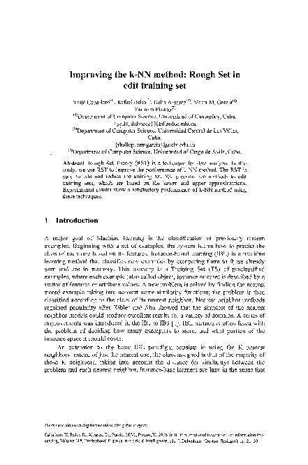 Pdf Improving The K Nn Method Rough Set In Edit Training Set