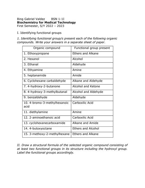 Bio Chem Activity 1 Biochem Notes Bing Gabriel Valdez BSN 1 1I Biochemistry For Medical
