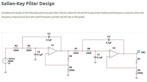Solved Sallen Key Filter Design Complete The Design Of The