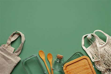 에코 공예 식기 재활용 또는 폐기물 제로 개념 맨 위 보기 공간을 복사합니다 플랫 레이 꼭대기에 대한 스톡 사진 및 기타 이미지 Istock