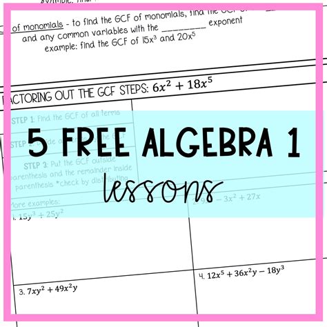 Free Algebra 1 Lessons Lindsay Bowden