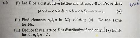 Solved 49 I ﻿let L Be ﻿a Distributive Lattice And Let