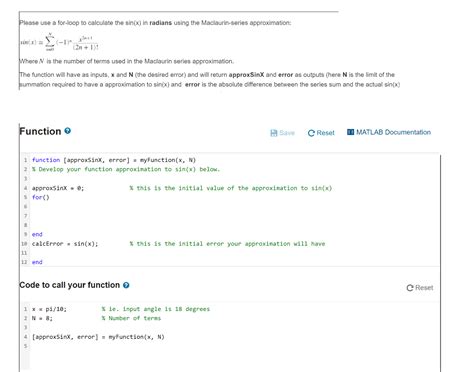 Solved Please Use A For Loop To Calculate The Sin