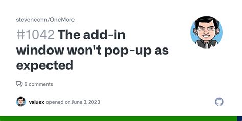The Add In Window Wont Pop Up As Expected · Issue 1042 · Stevencohnonemore · Github