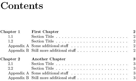 Appendices Table Of Contents With Chapter And Per Chapter Appendix