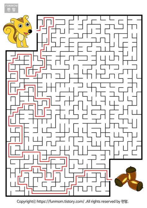 다람쥐 무료 미로찾기 도안 단어 쓰기 다람쥐 숨은 그림 찾기