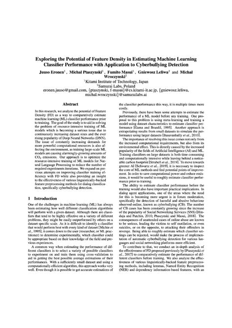 Exploring The Potential Of Feature Density In Estimating Machine