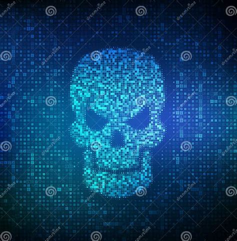 Hacked Shape Of Skull Made With Binary Code Stock Illustration Illustration Of Hack Data