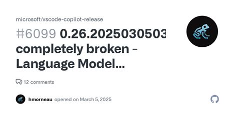 0262025030503 Completely Broken Language Model Unavailable · Issue 6099 · Microsoftvscode