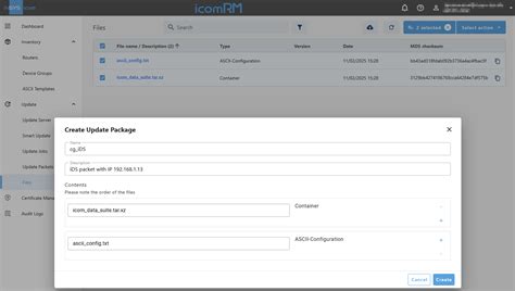 Creating A Container Update Packet