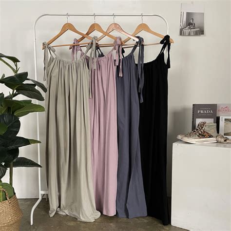 휴가룩 리본 끈 셔링 나시 슬리브리스 코튼 맥시 롱 원피스끈나시ops 빅사이즈 홈웨어 비치룩 임부ops 99까지 에이블리