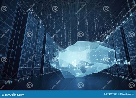 Cloud Computing Data Center Conceptual Illustration Generative AI Stock Illustration