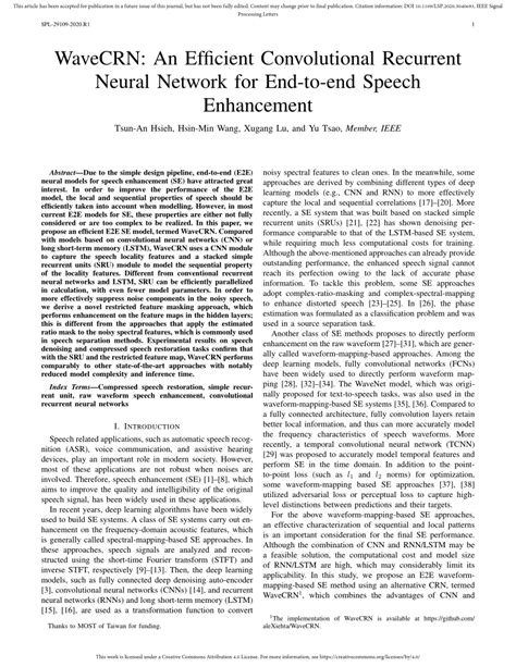 Pdf Wavecrn An Efficient Convolutional Recurrent Neural Network For