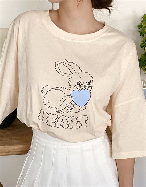 [오버핏 국내제작]하트래빗 뉴진스 반팔티셔츠 3color