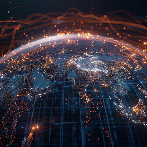 Global Digital Network Connectivity Over Earth Premium Ai Generated Image