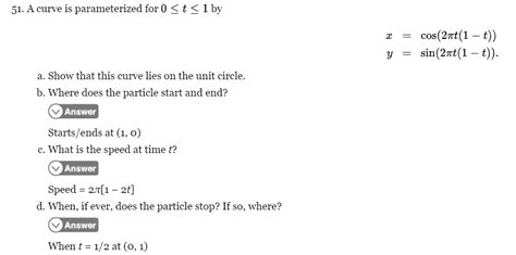 solved 51 a curve is parameterized for 0 0 for all points