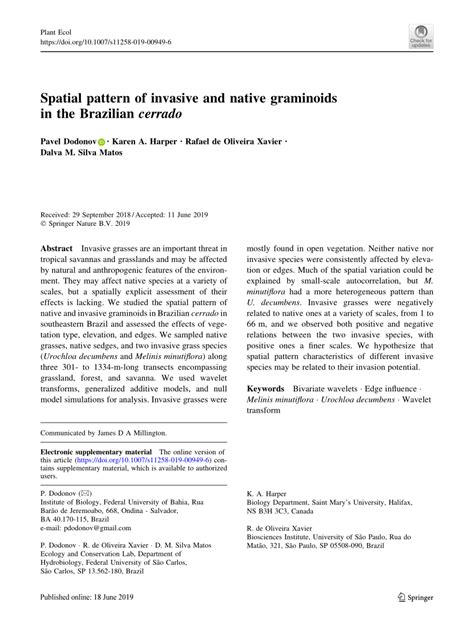 Pdf Spatial Pattern Of Invasive And Native Graminoids In The