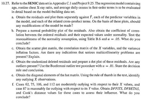 10 27 refer to the senic data set in appendix c 1
