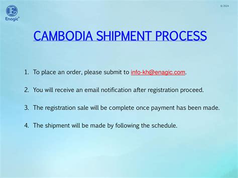 Cambodia Machine Shipment Process 2024 Enagic® Thailand