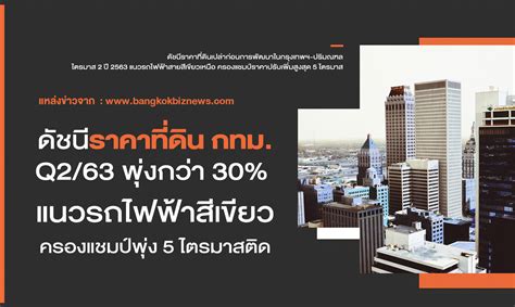 ดัชนีราคาที่ดินกทม Q2 63 พุ่งกว่า 30 แนวรถไฟฟ้าสีเขียว ครองแชมป์พุ่ง 5 ไตรมาสติด