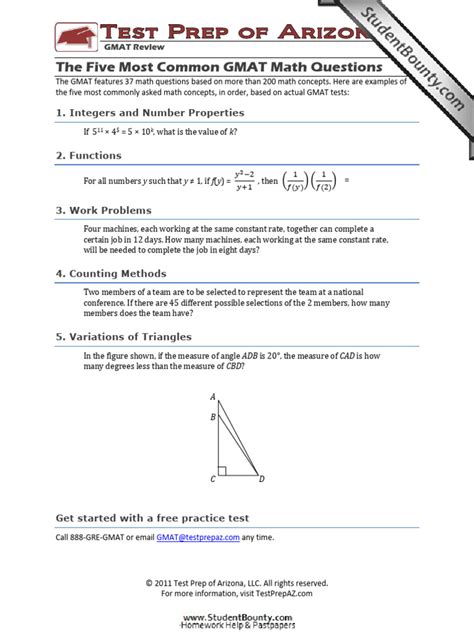 5 Most Common Gmat Math Questions Pdf