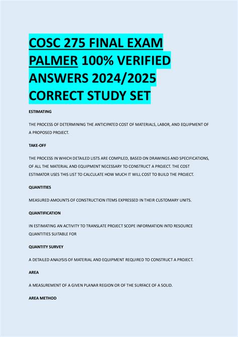 Cosc 275 Final Exam Palmer 100 Verified Answers 20242025 Correct