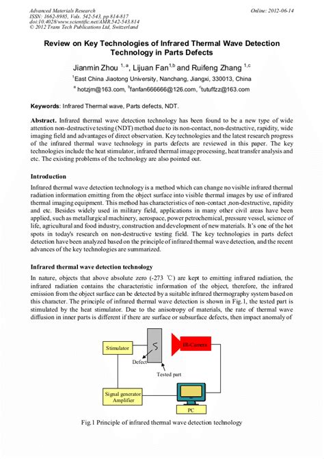 Review On Key Technologies Of Infrared Thermal Wave Detection Technology In Parts Defects