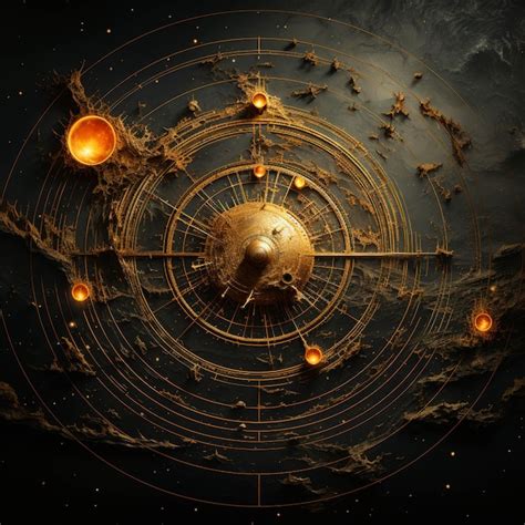 Premium Photo There Is A Golden Clock With Candles In It On A Dark Background Generative Ai