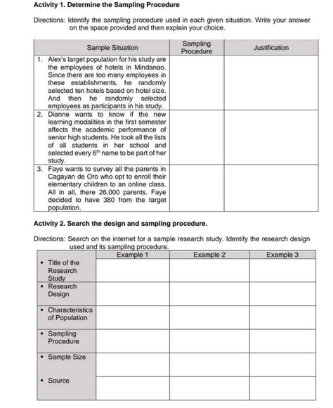 Activity 1 Determine The Sampling Procedure StudyX