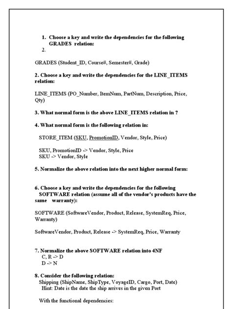 Normalization Exercises Pdf Computer Data Computer Engineering