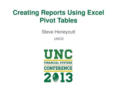 Ppt Creating Reports Using Excel Pivot Tables Powerpoint Presentation