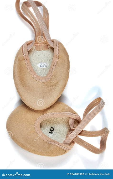 Shoes For Rhythmic Gymnastics Semi Lyrical Nude Colored Shoes Highlighted On A White