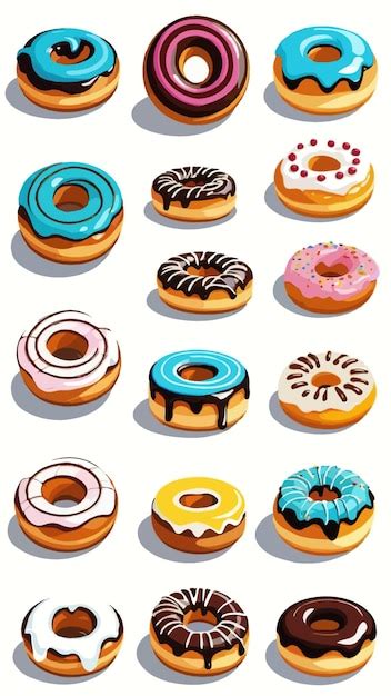 A Collection Of Cronuts Cartoon Drawing Artwork Vector Premium Ai Generated Vector
