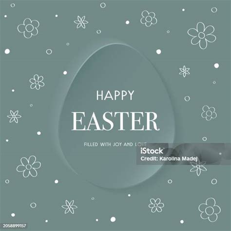 행복한 부활절 되세요 현대 종이 컷 스타일의 인사말 카드 개념입니다 부활절 달걀과 손으로 그린 꽃이 있는 배경입니다 벡터