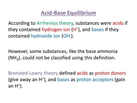 Introduction To Acid Base Equilibria Teaching Resources