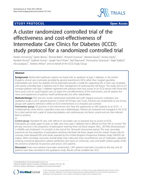 Pdf A Cluster Randomized Controlled Trial Of The Effectiveness And
