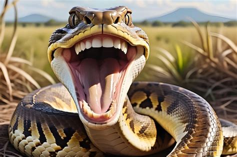 Premium Photo Cartoon Python Looks At The Camera With A White Smile