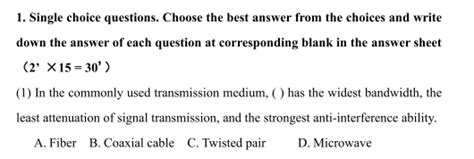Solved 1 Single Choice Questions Choose The Best Answer