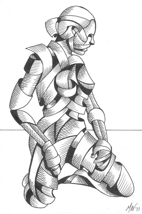 Michaela Abstract Nude Figurative Pen And Ink Drawing Painting By Mark Webster