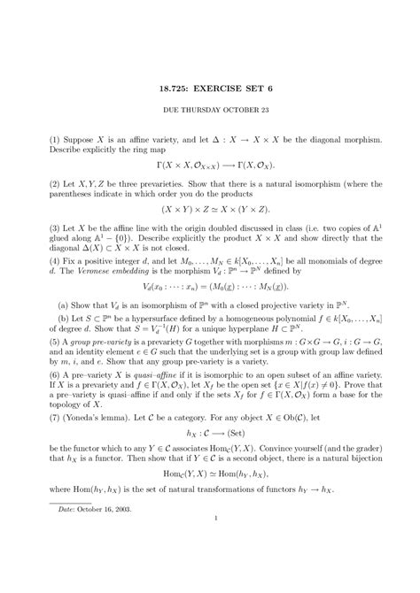 krull dimension problem set 6 seven exercises to solve docsity