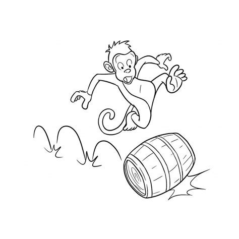 Раскраска Обезьяна с бочонком распечатать или раскрасить онлайн