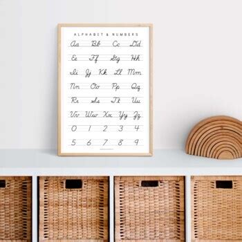 Cursive Handwriting Chart Alphabet Numbers Poster By The Teaching Nook