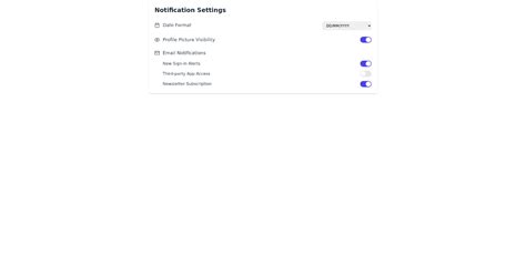Notification Settings Free React Tailwind Component