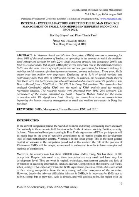 Internal And External Factors Affecting Human Resource Management Pdf 45277 Internal External